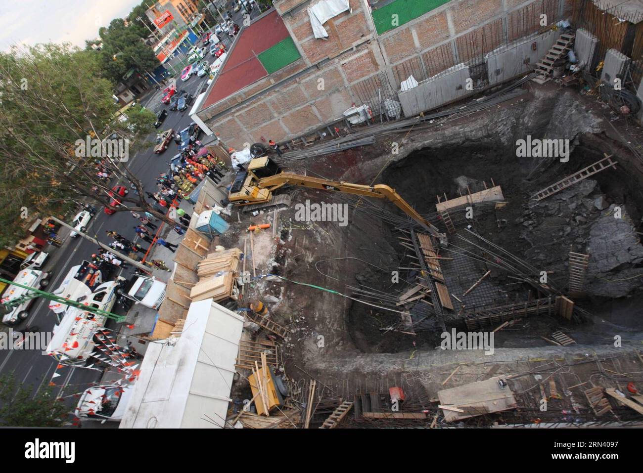 Photo taken on April 30, 2015 shows a collapsed construction site in ...