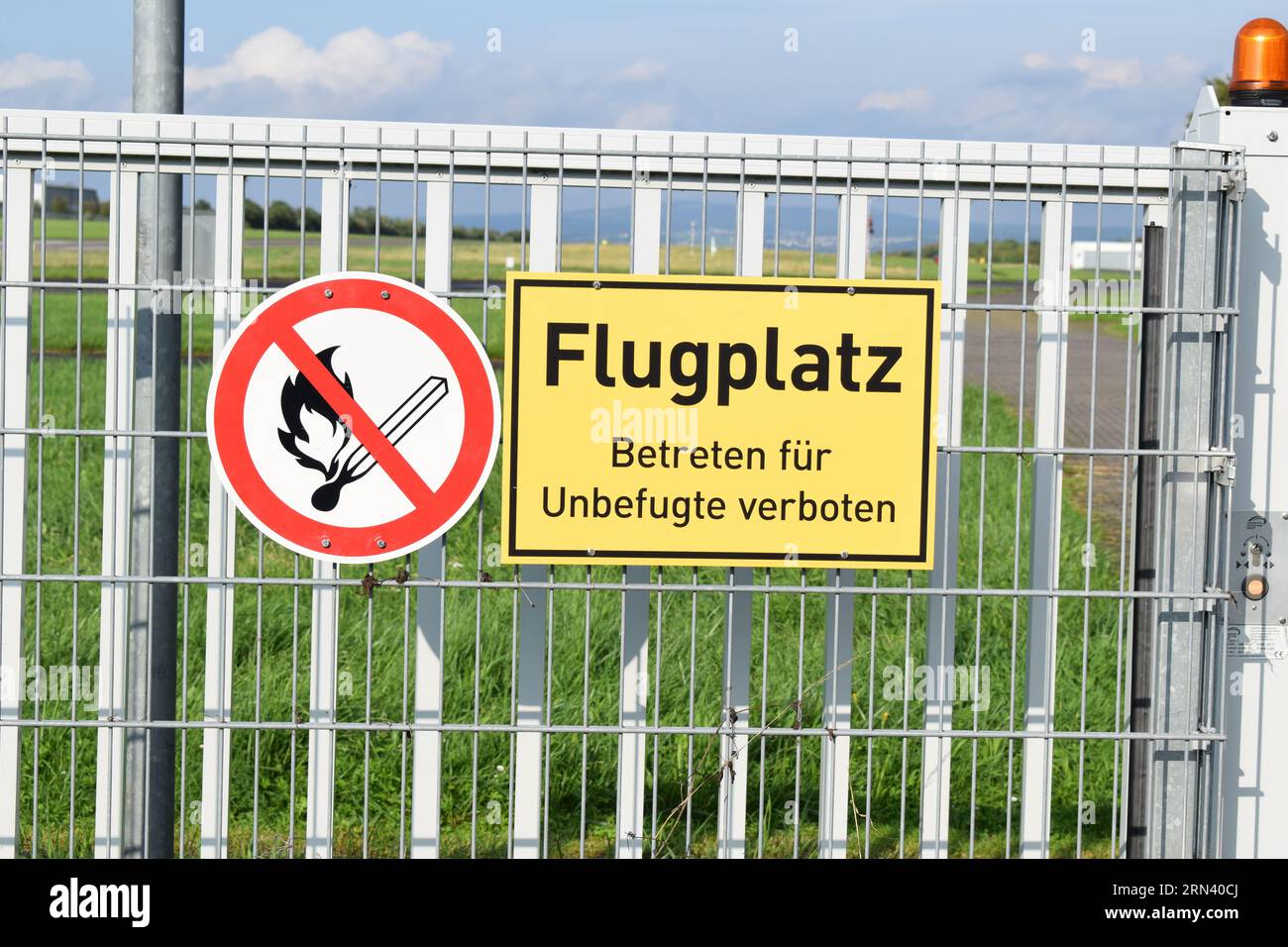 warning signs at airfield Winnigen near Koblenz Stock Photo - Alamy