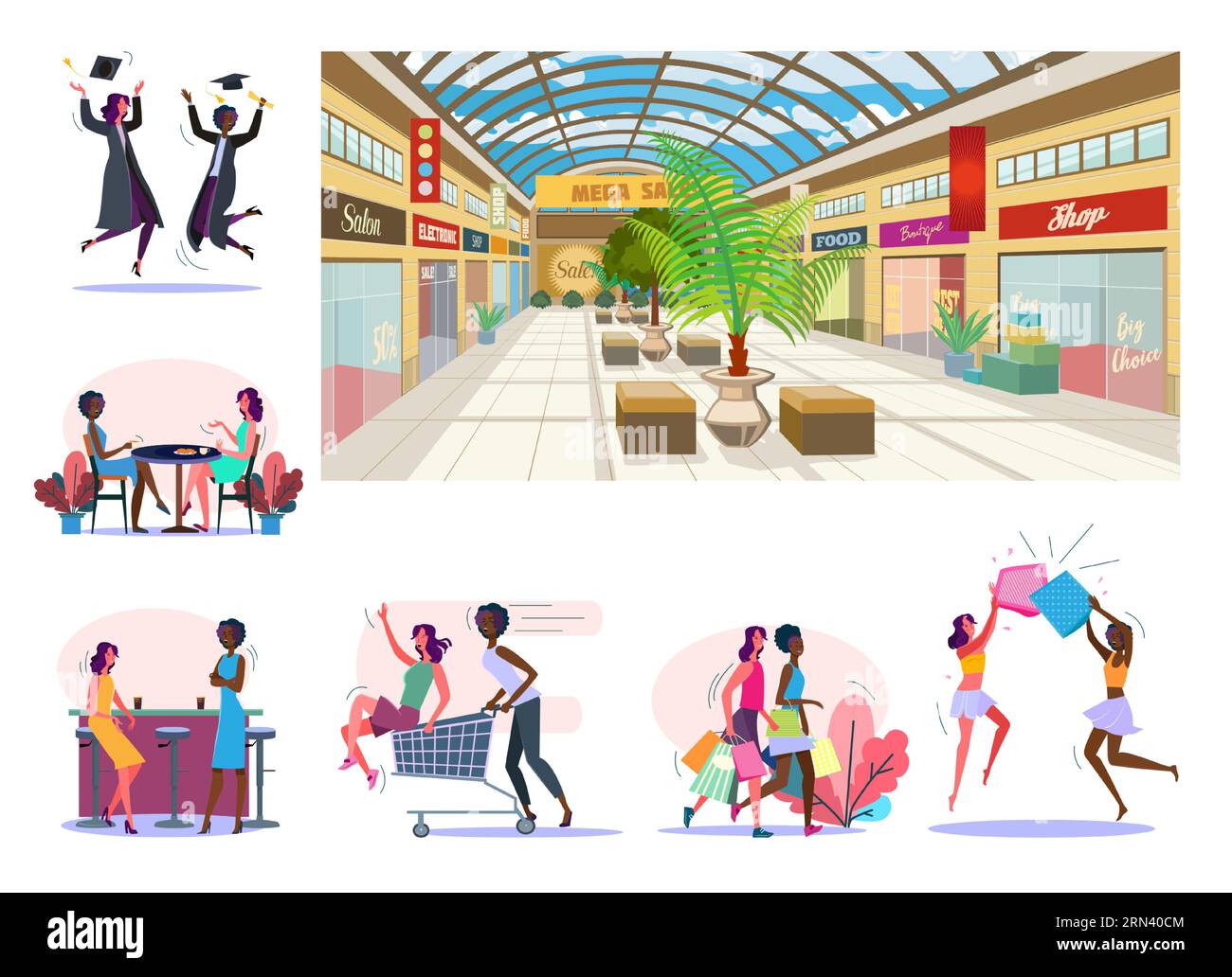 Friends hanging out mall Cut Out Stock Images & Pictures - Alamy