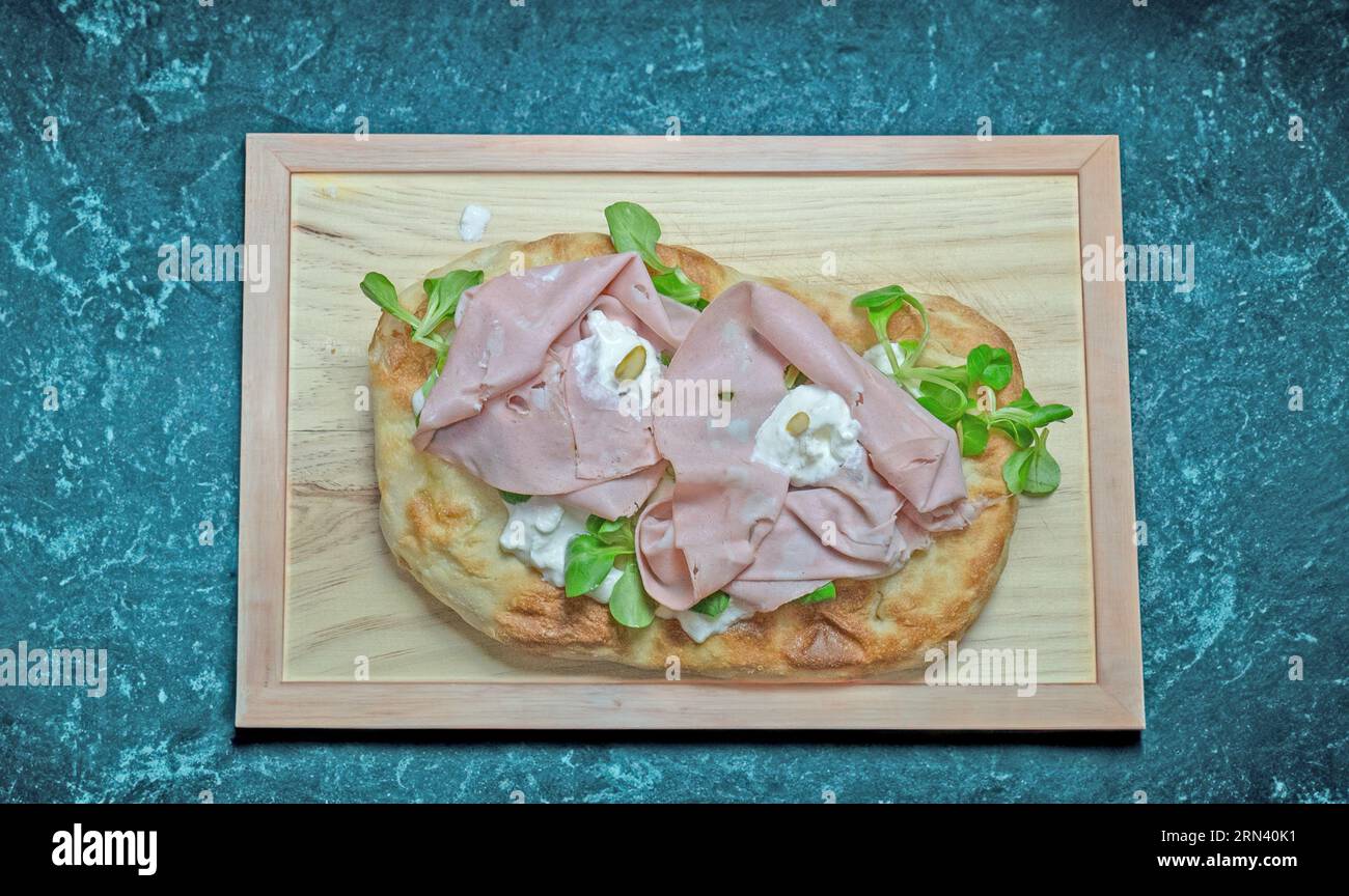 Roman pinsa, variant of the classic Italian pizza topped with ...