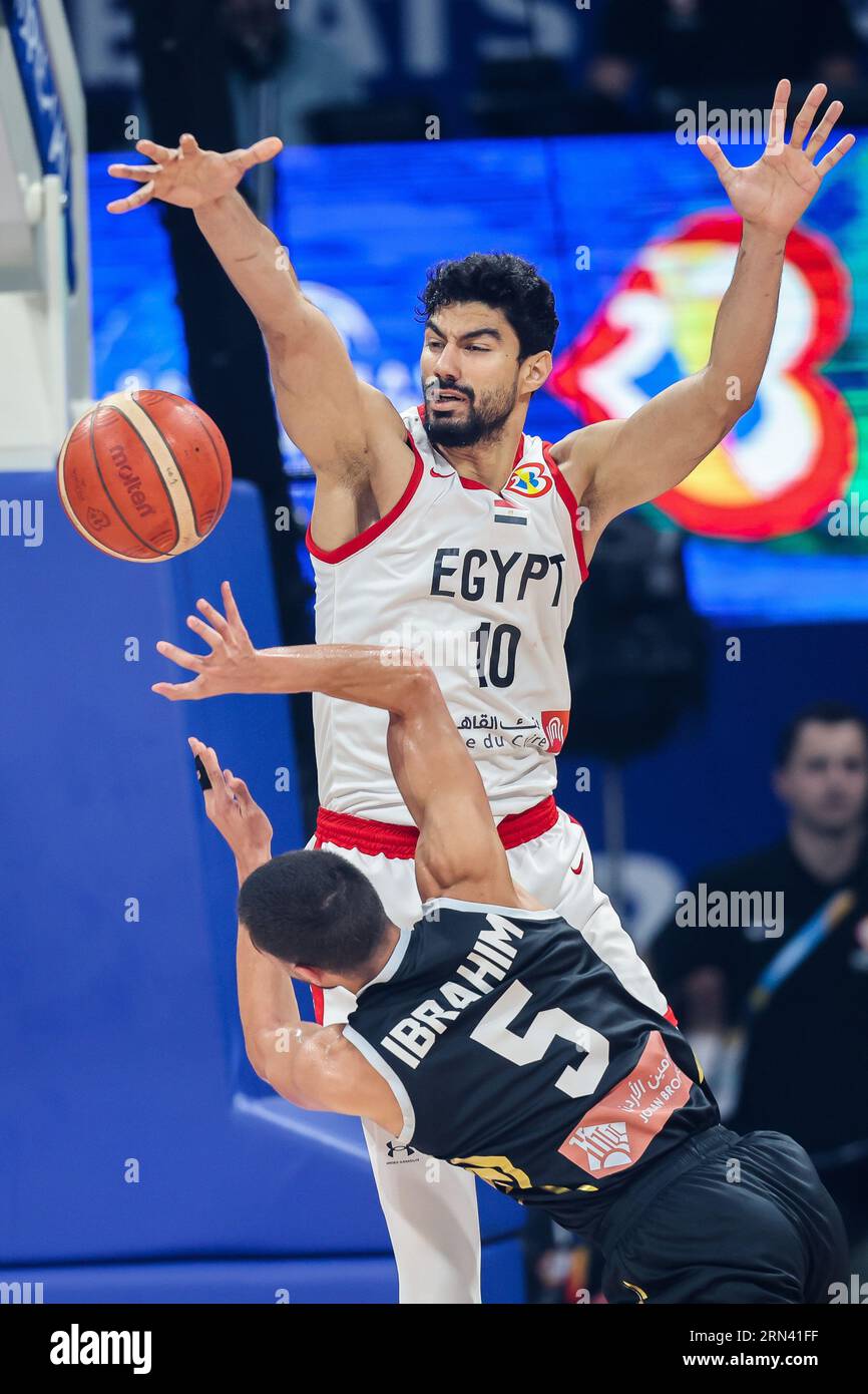 Manila, Philippines. 31st Aug, 2023. Anas Mahmoud (Top) of Egypt vies with Freddy Ibrahim of ...