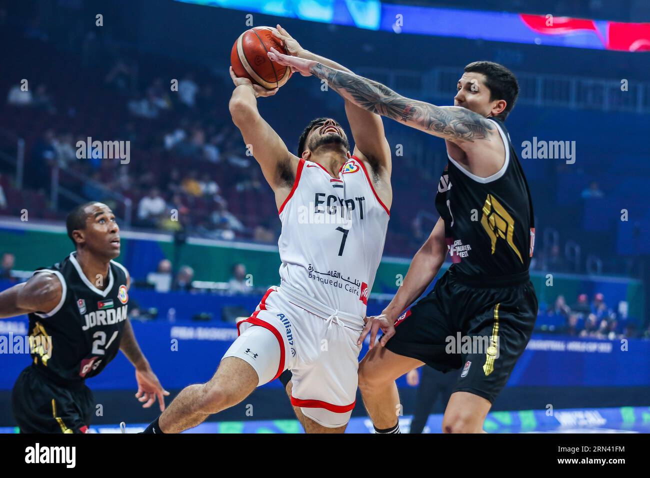 Manila, Philippines. 31st Aug, 2023. Adam Moussa (C) of Egypt vies with ...