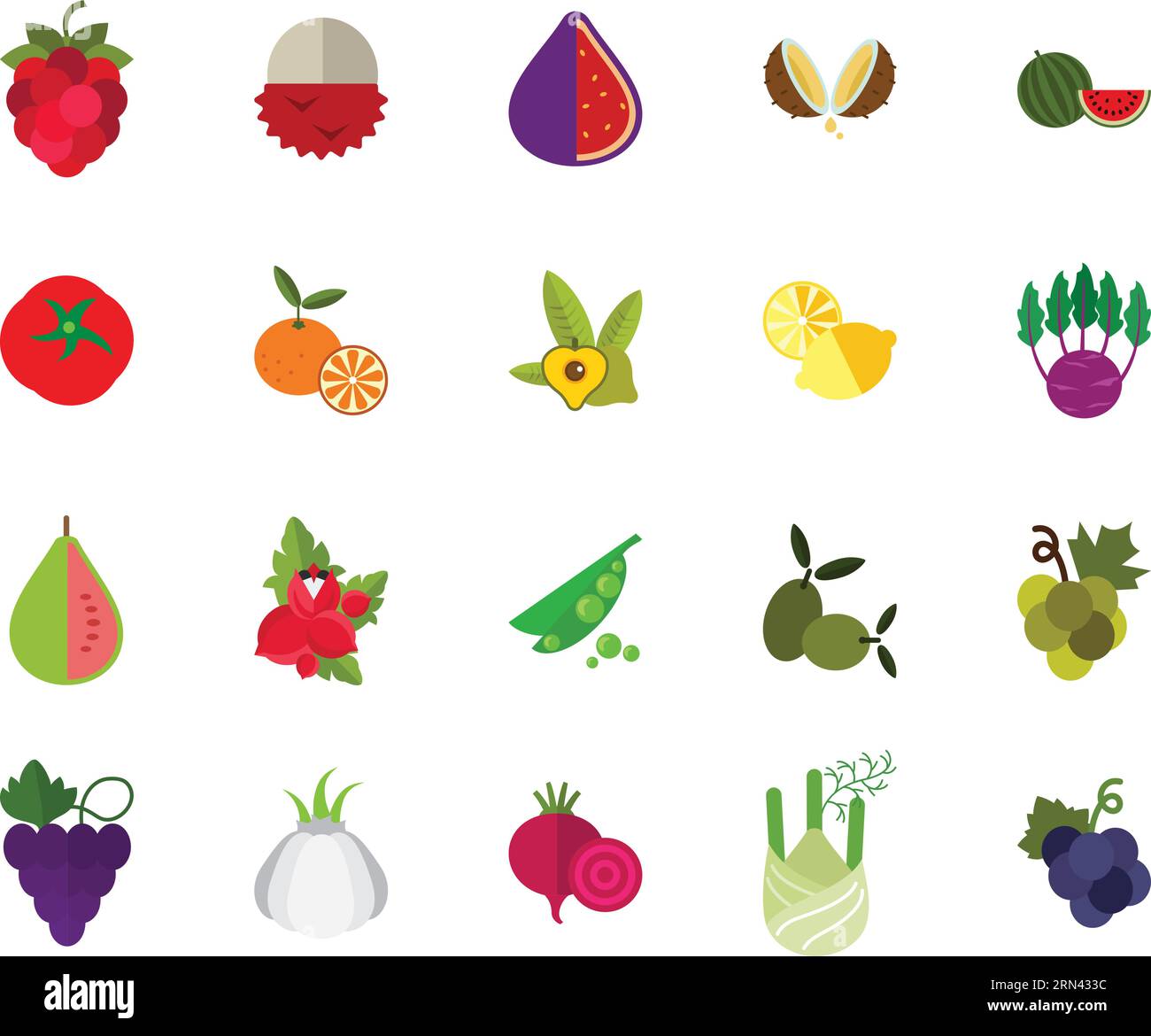 Fruits and vegetables icon set Stock Vector Image & Art - Alamy