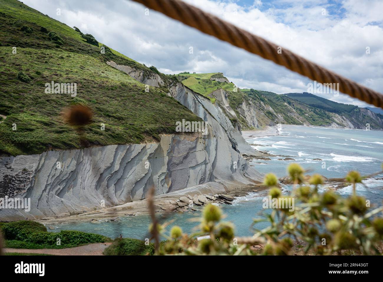 Geological sedimentary rocks ,,flysch" near town Zumaia (Zumaya) in ...