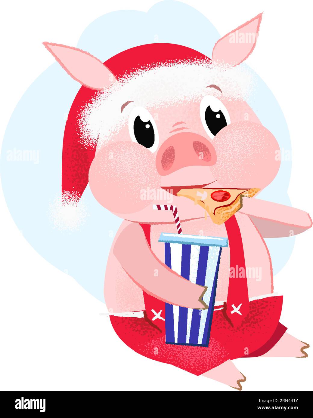 Fat pig eating pizza with cocktail Stock Vector Image & Art - Alamy