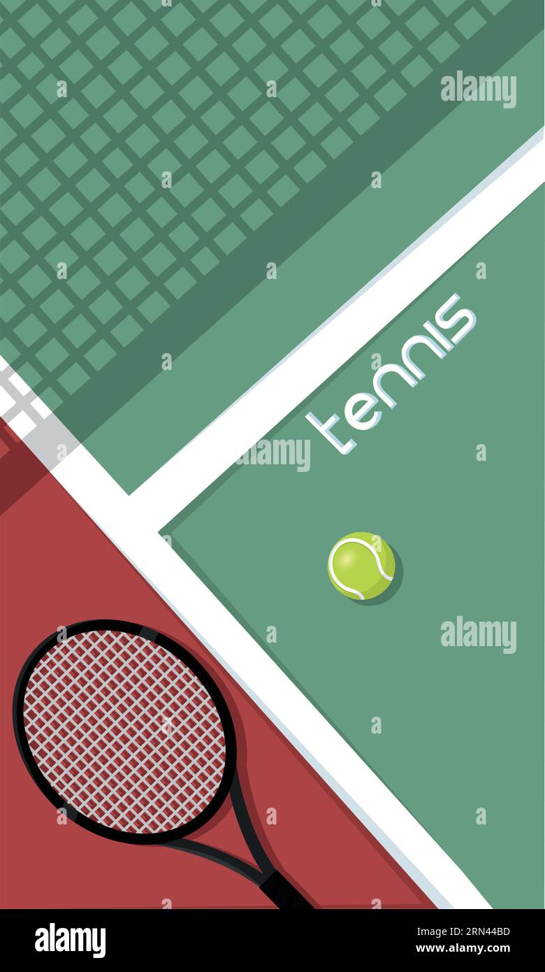 Tennis poster Field tennis racket and ball Vector illustration Stock ...