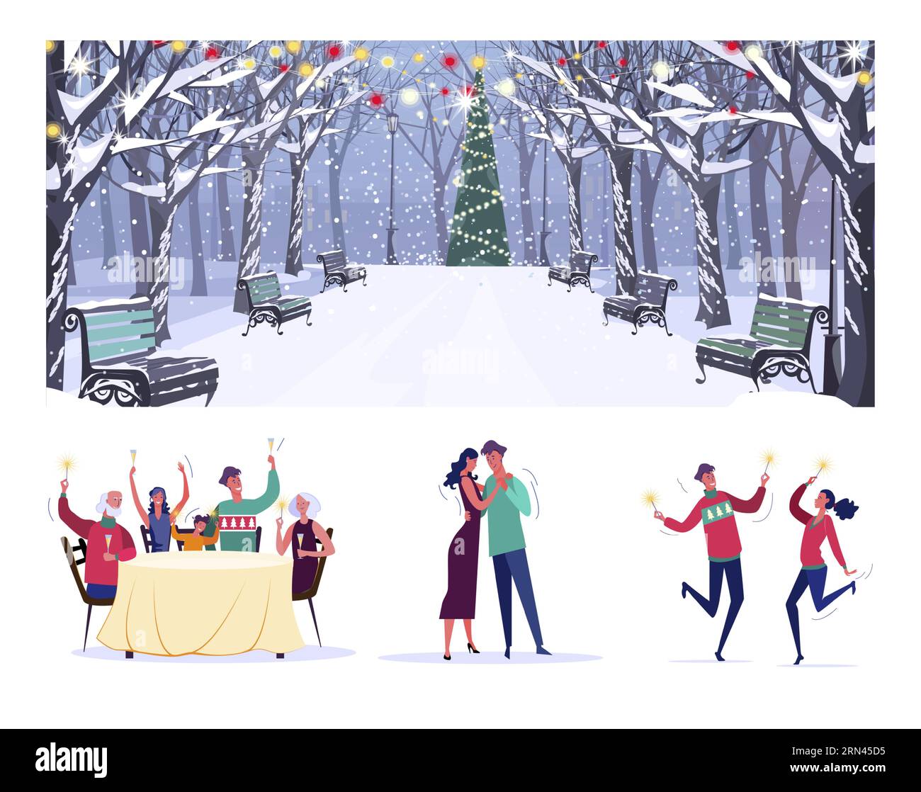 New Year party flat vector illustration set Stock Vector Image & Art ...