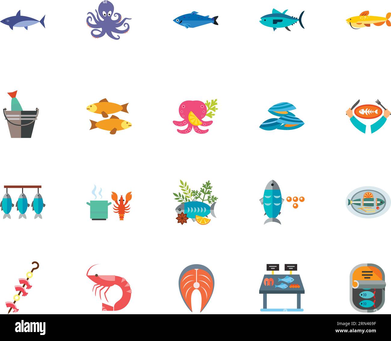 Sea food icon set Stock Vector Image & Art - Alamy