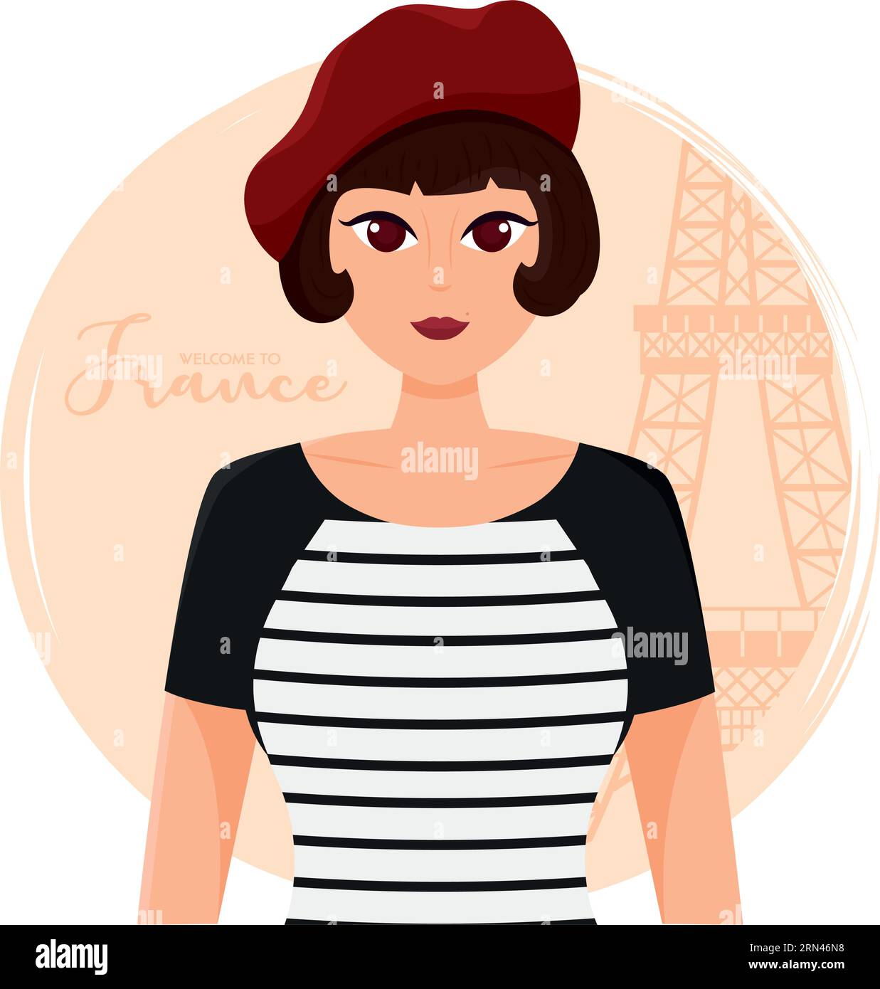 Isolated female french character with traditional clothes France ...
