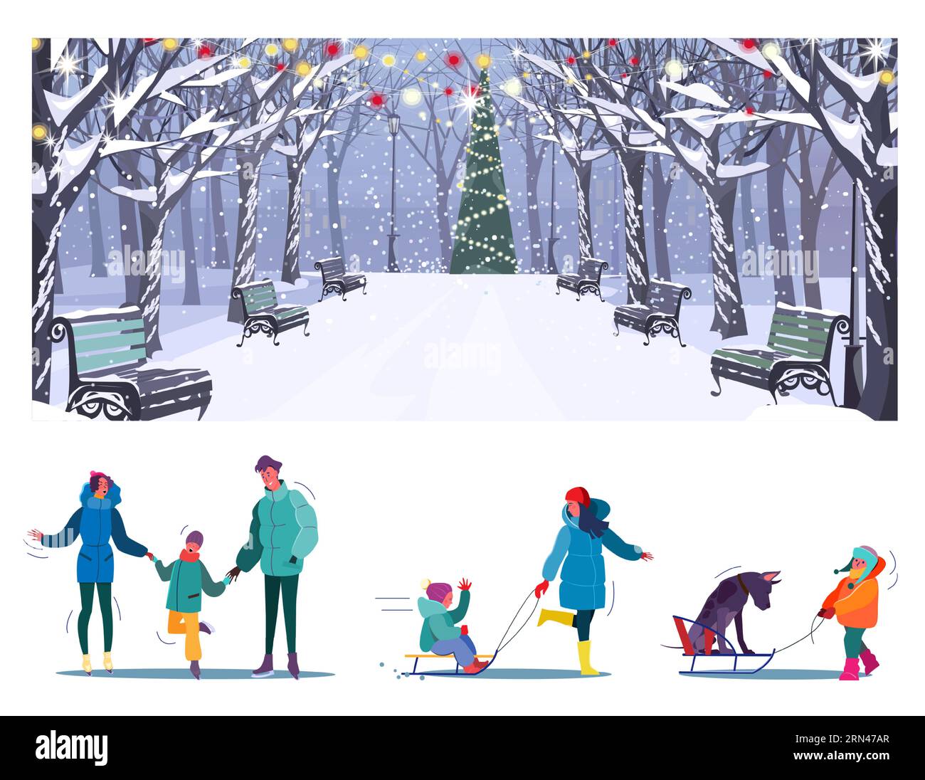 Snowfall in the park Cut Out Stock Images & Pictures - Alamy