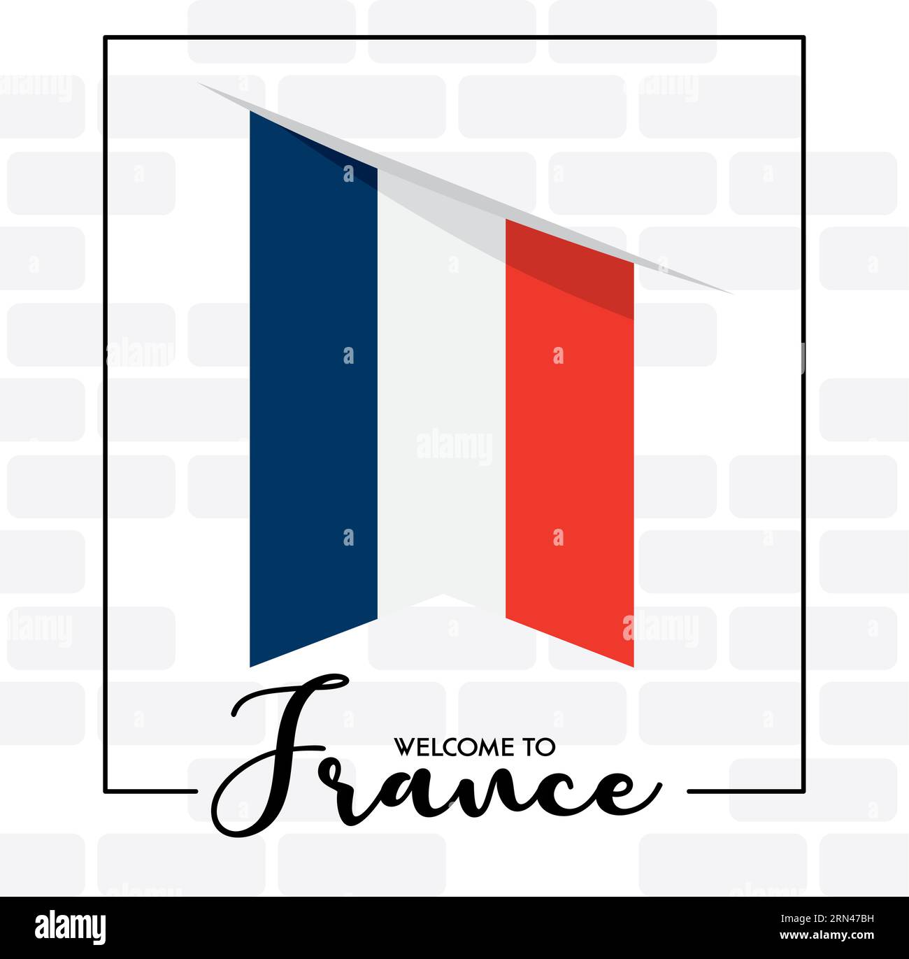 Isolated french flag hanging on a wall France concept Vector ...