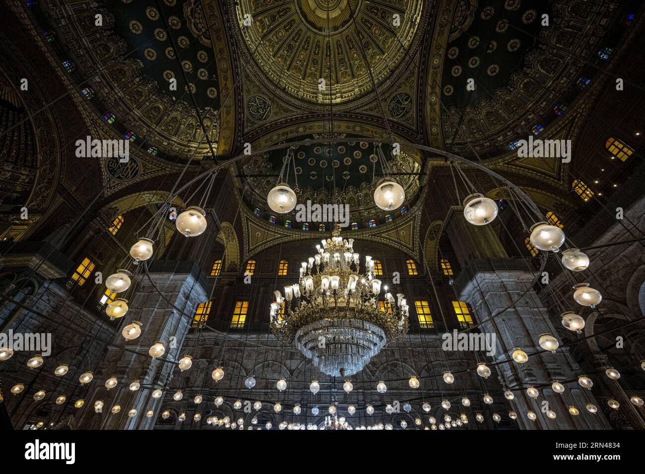 Domes of the Alabaster Mosque at the medieval citadel of Saladin, Cairo ...