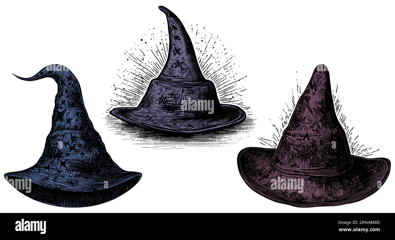 Set of witches hats isolated on white background Stock Vector Image ...