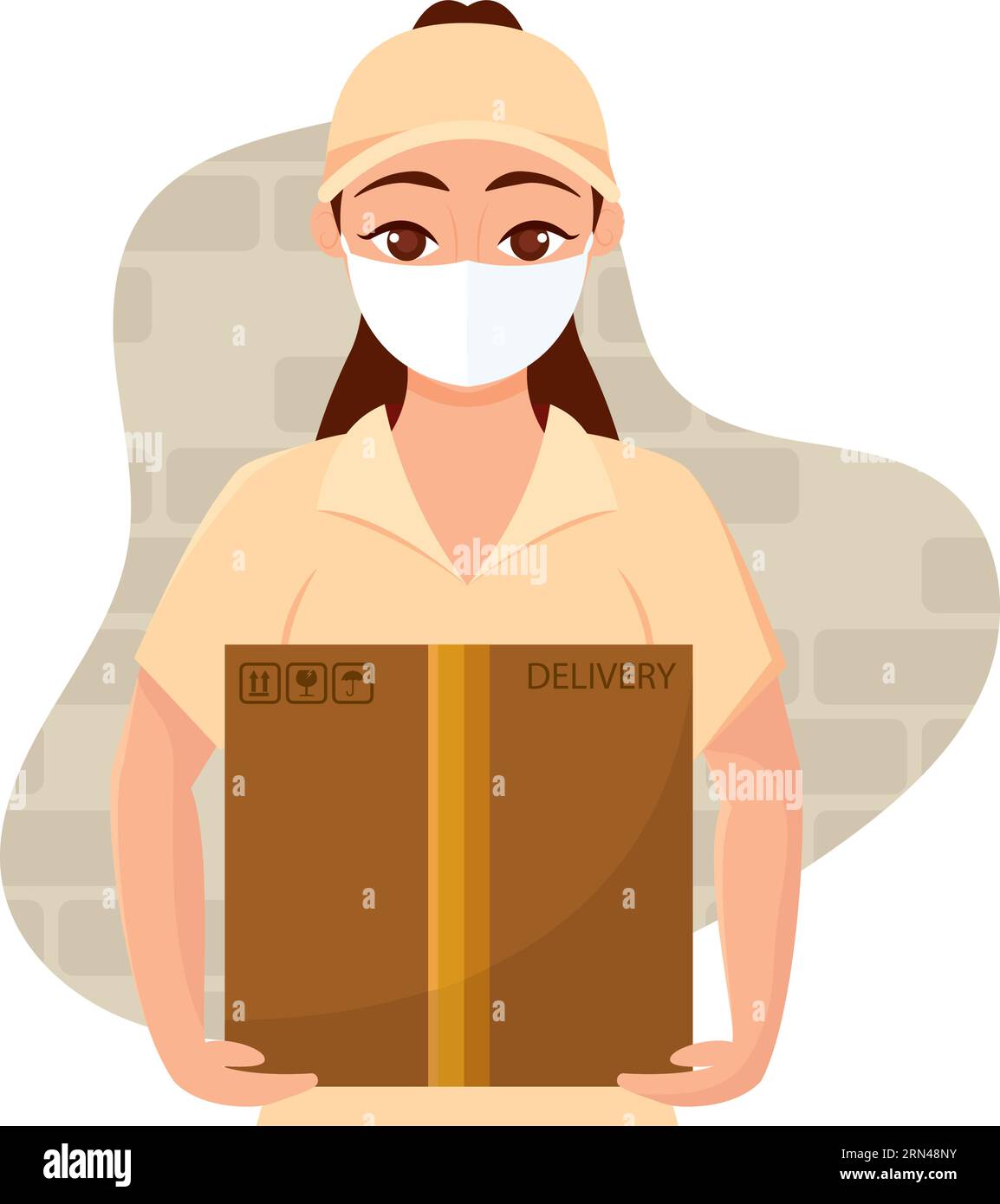 Isolated delivery girl carrying a delivery box Vector illustration ...