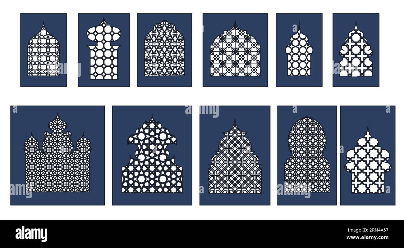 Collection of arabian oriental windows, arches and doors. Laser cut ...