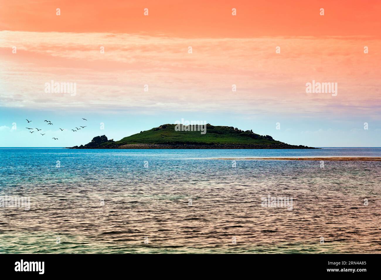 Coastline, uninhabited island, rocks in the sea, backlight, Isles of ...