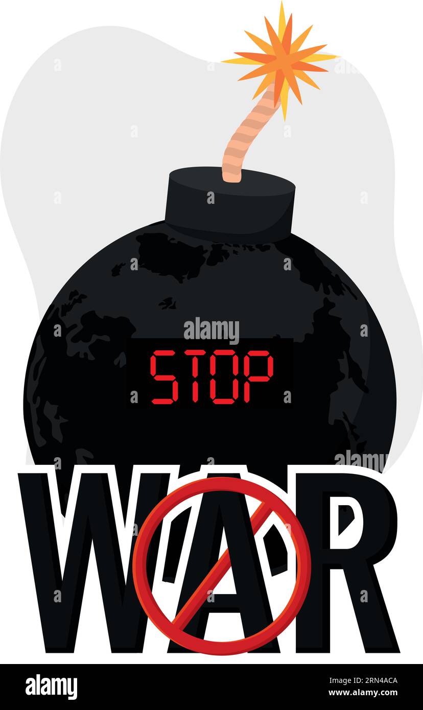 Stop war concept poster with prohibition sign and bomb Vector ...