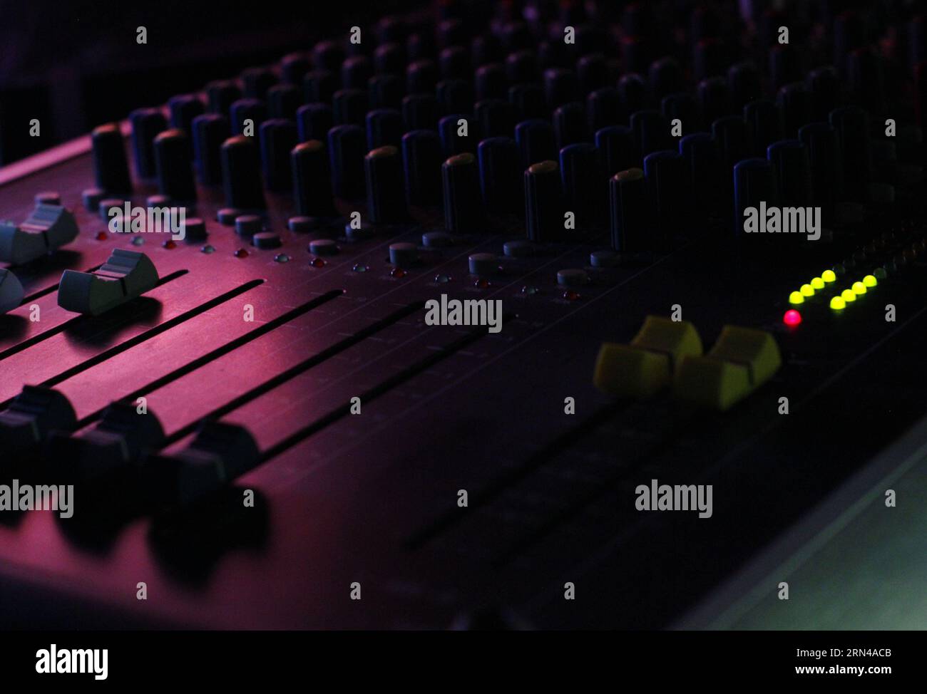 Vu meter lights of a mixing controler Stock Photo - Alamy