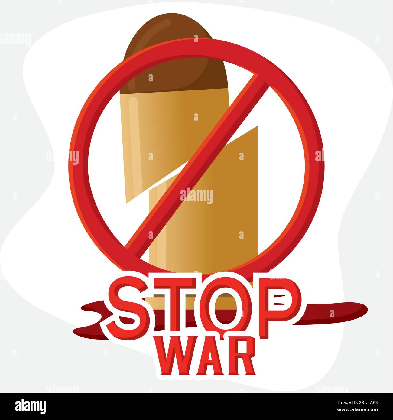 Isolated broken bullet icon with a prohibition sign Stop war concept ...