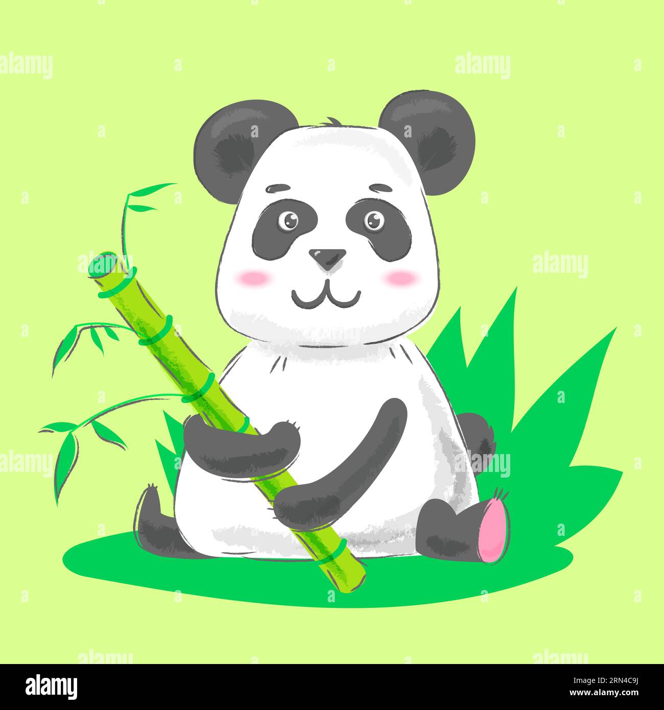 Panda eating bamboo Stock Vector Images - Alamy