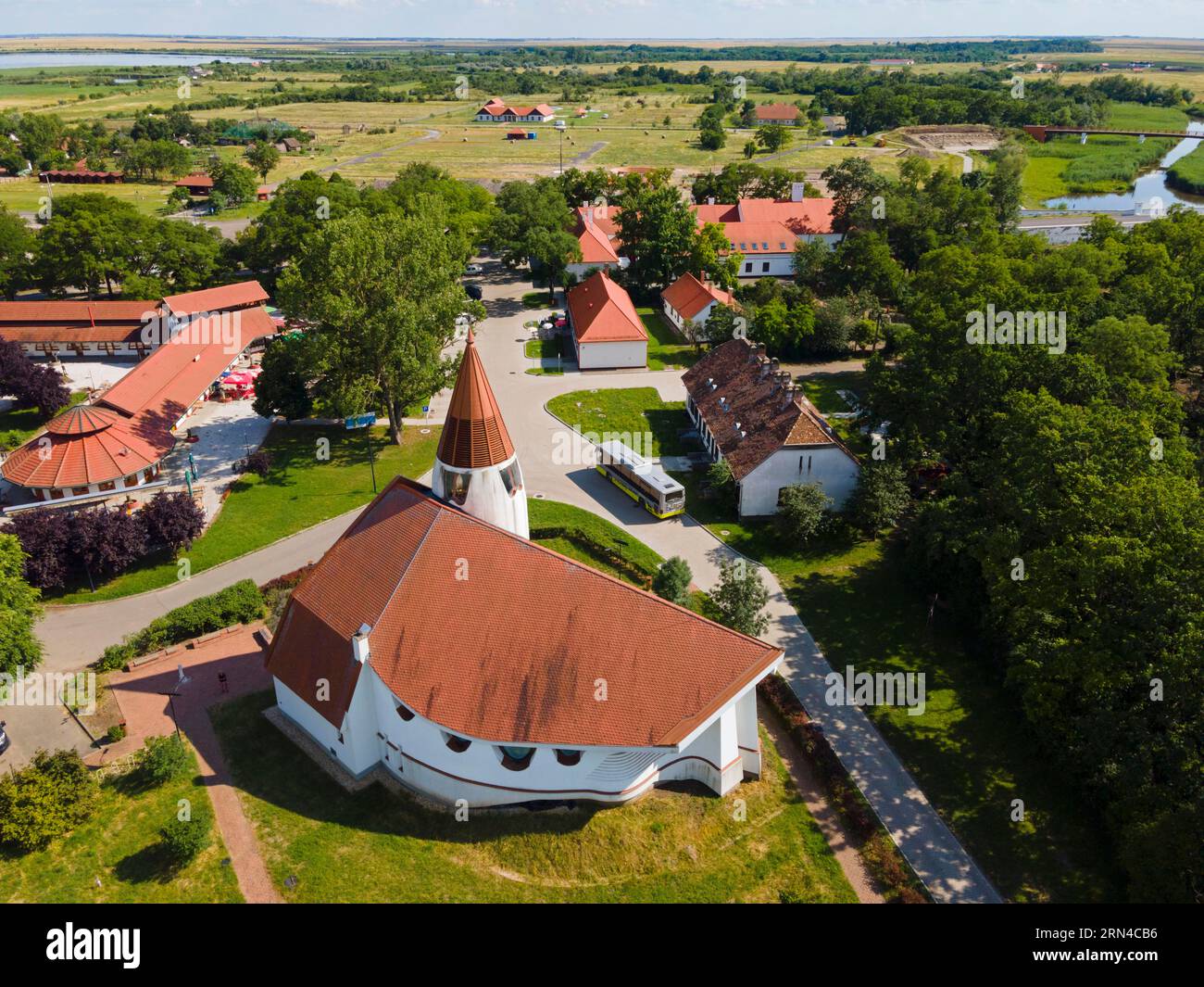 Aerial view, Hortobagy, Hortobagy National Park, Hortobagyi Nemzeti ...
