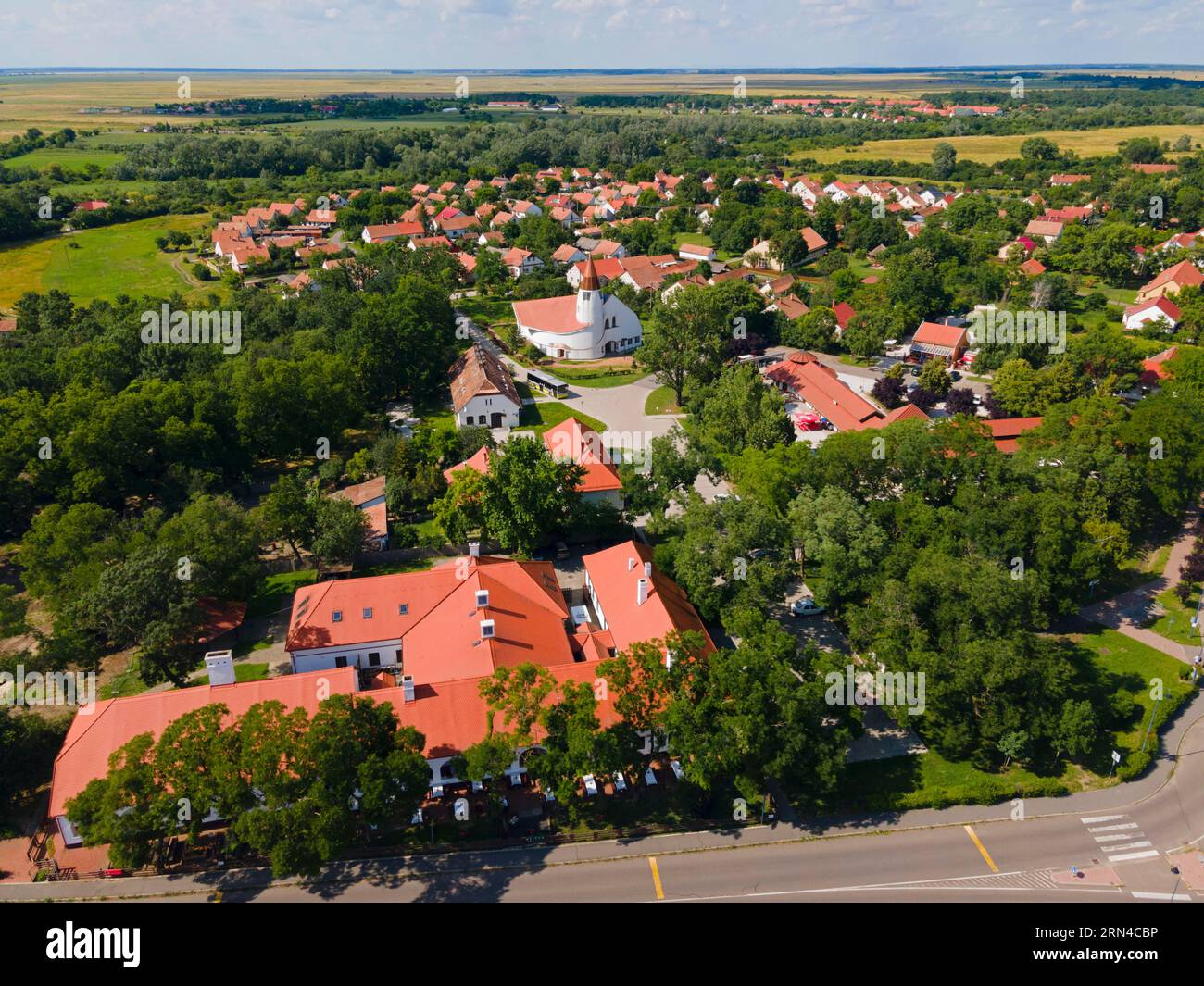 Aerial view, Hortobagy, Hortobagy National Park, Hortobagyi Nemzeti ...