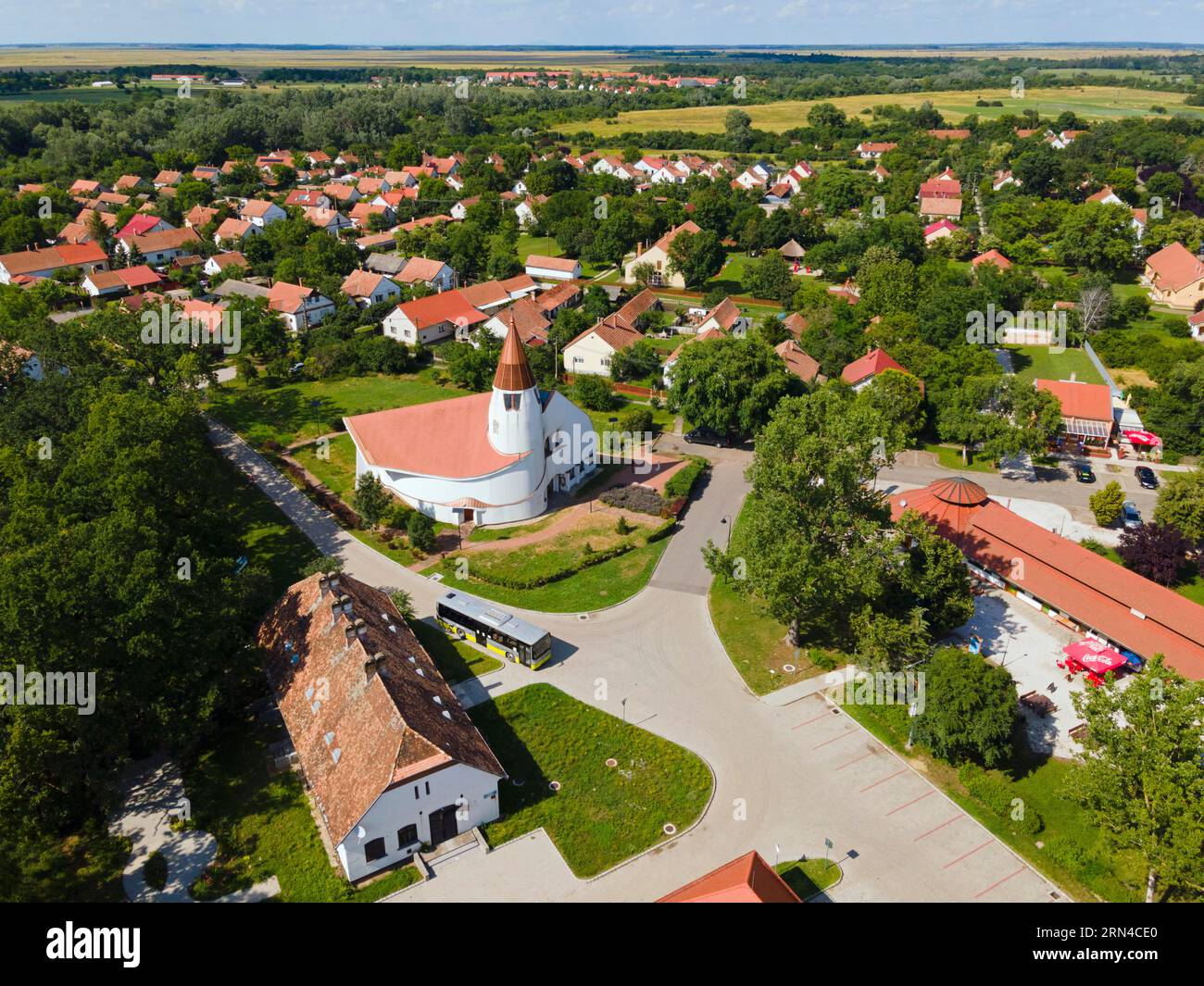 Aerial view, Hortobagy, Hortobagy National Park, Hortobagyi Nemzeti ...