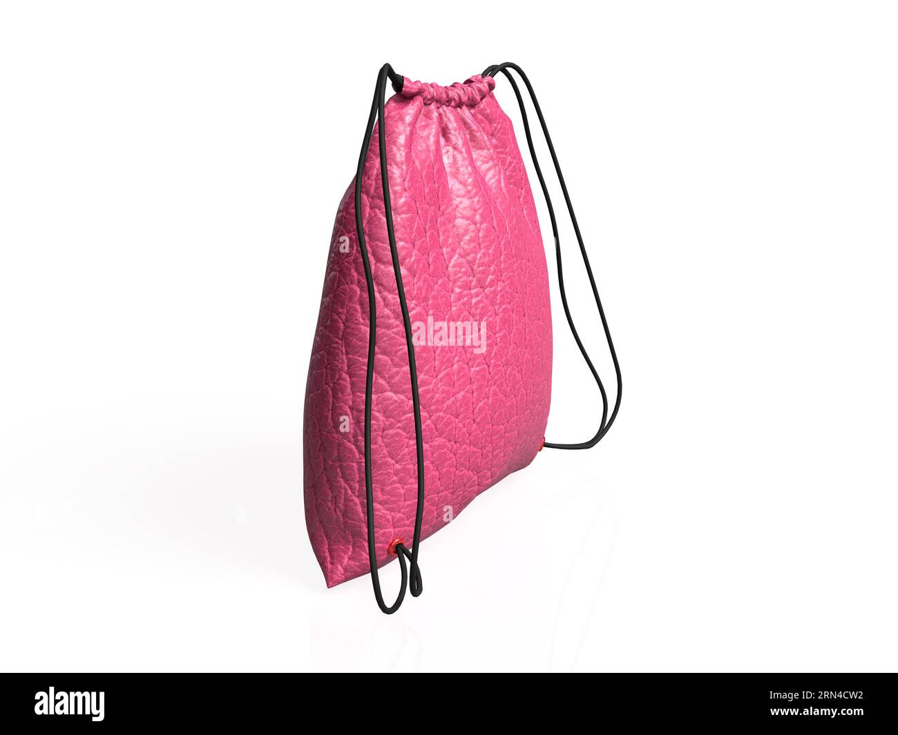 3D red drawstring leather bag isolated on white Stock Photo - Alamy