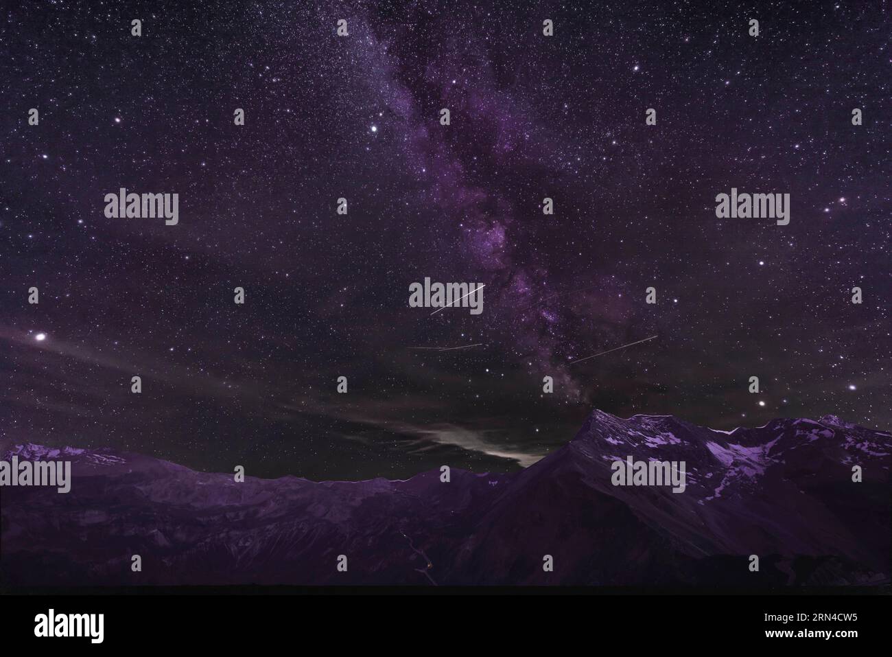 Milky Way with shooting stars (Perseids) on 11.08.2023 in the Hohe ...