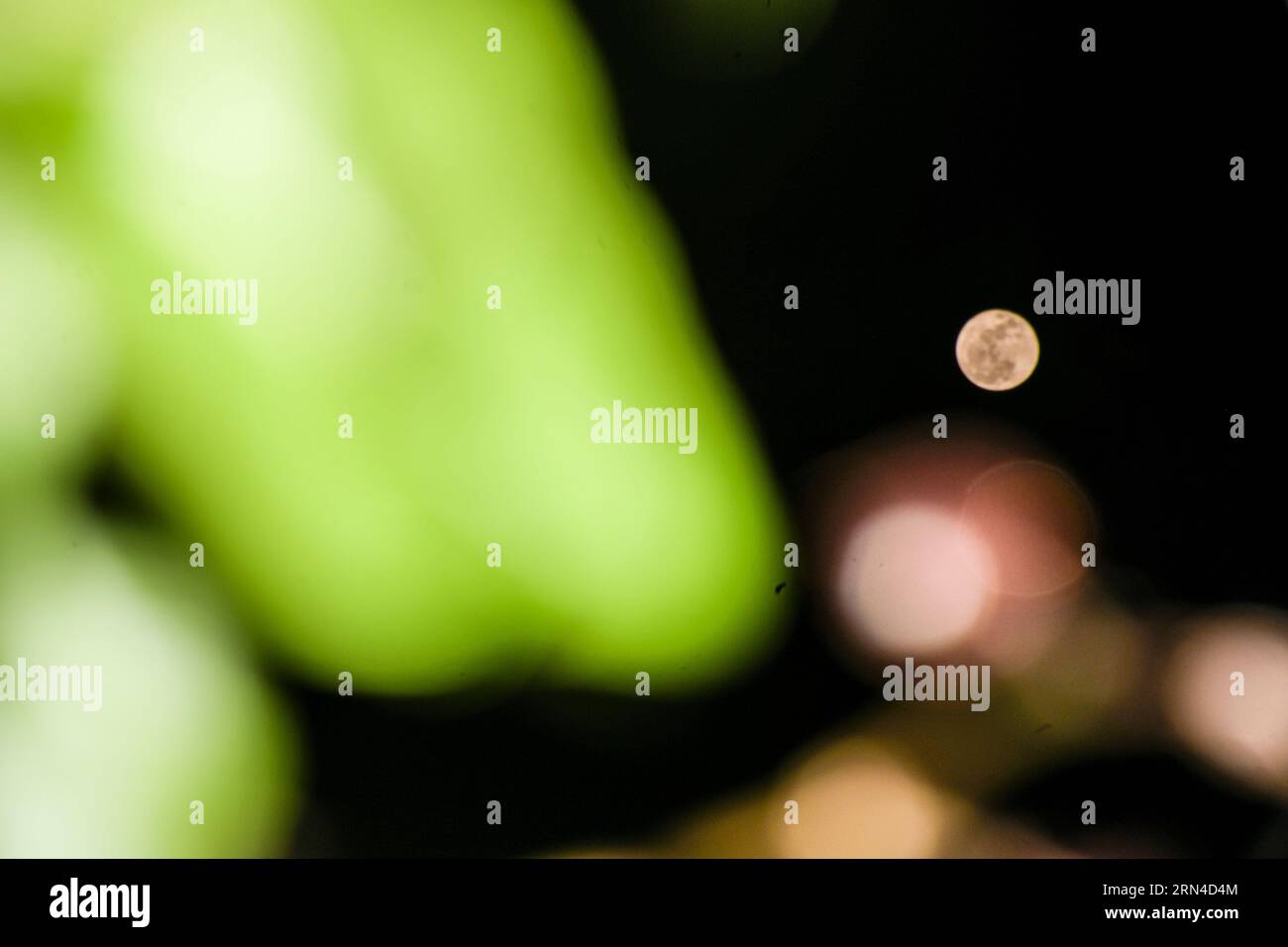 Bandung, West Java, Indonesia, August 31, 2023. A blue moon can be seen ...