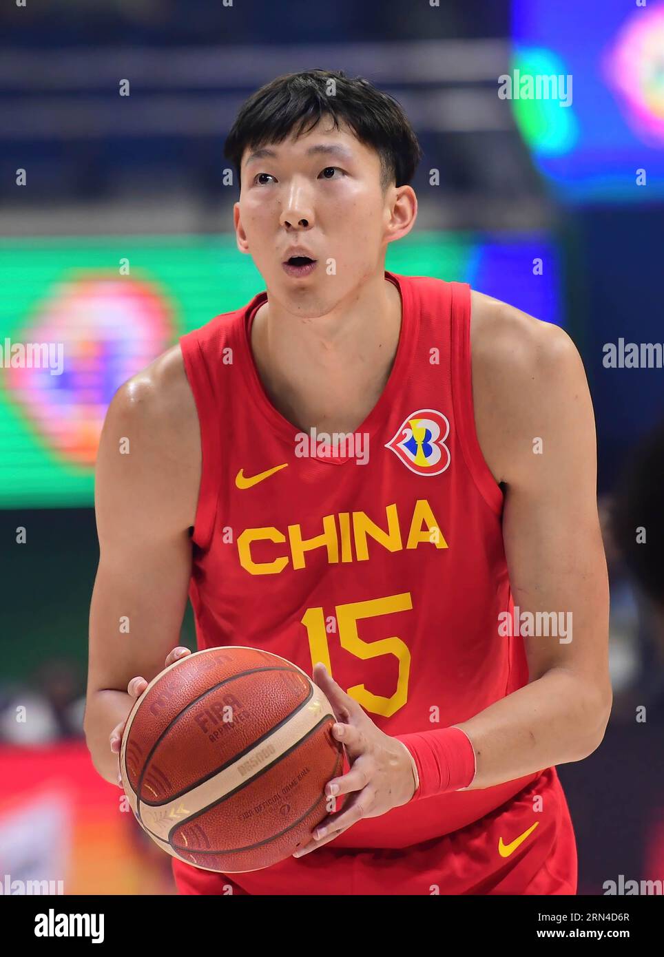 Quezon, Philippines. 31st Aug, 2023. Qi Zhou of China men basketball team in action during the ...