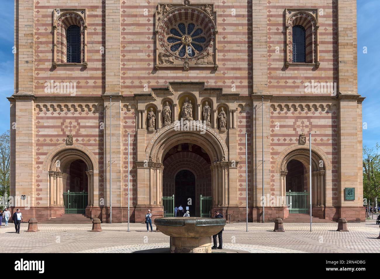 Entrance portals and rose window of Speyer Cathedral, Cathedral Church of St. Mary and St ...