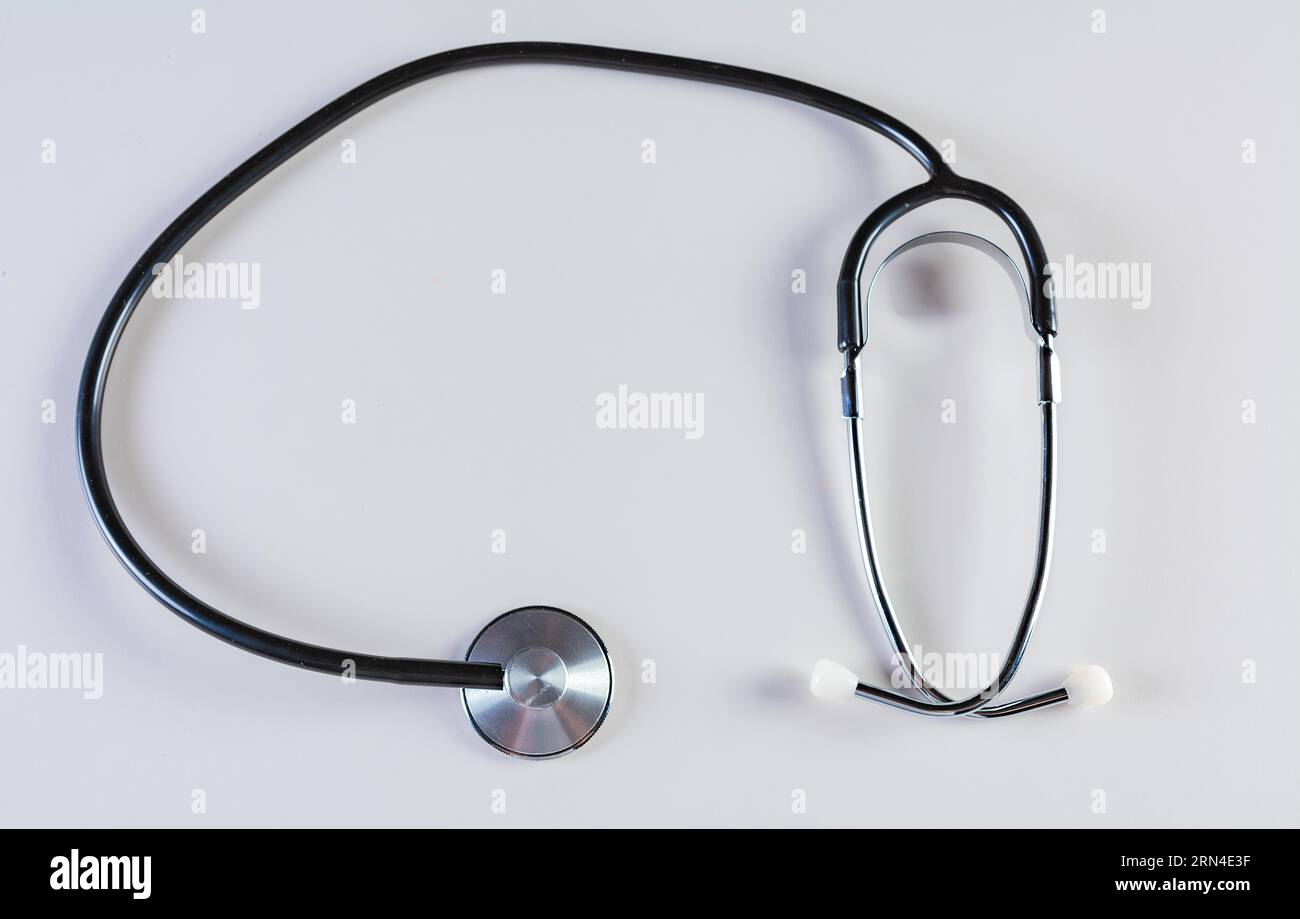 Stethoscope on isolated background. Medical stethoscope top view ...