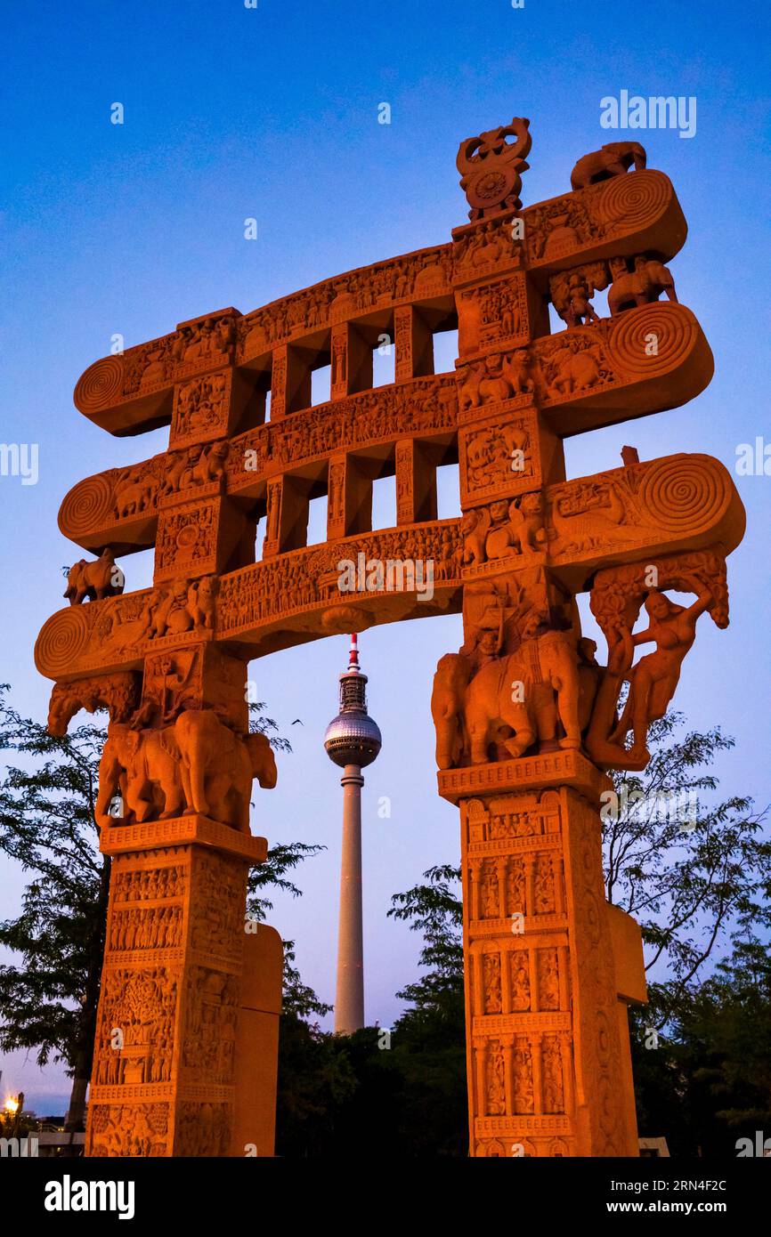 Replica of the Sanchi Gate at the Humboldt Forum, Berlin, Germany Stock ...