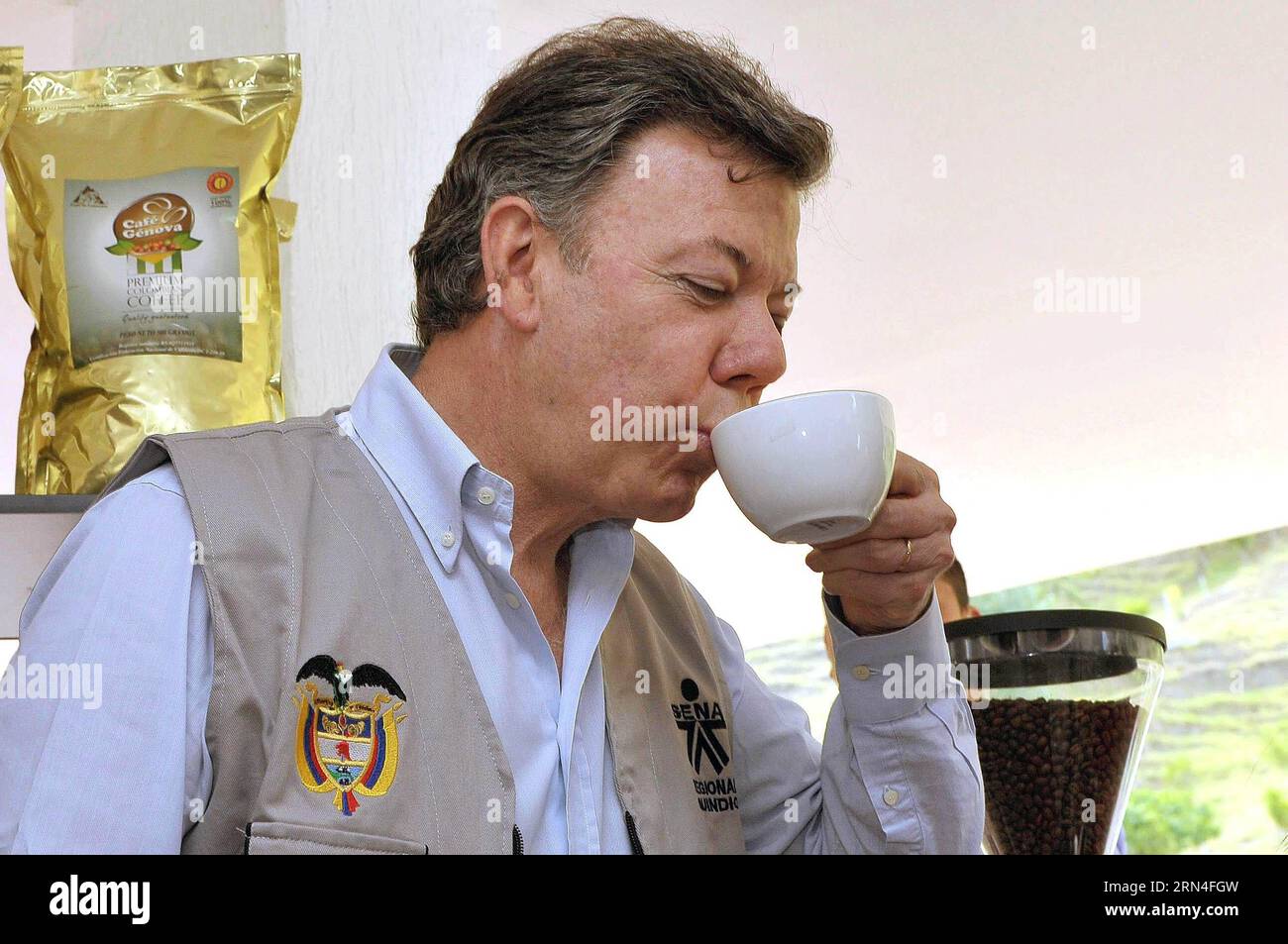 Image provided by the Colombian Presidency shows Colombian President ...