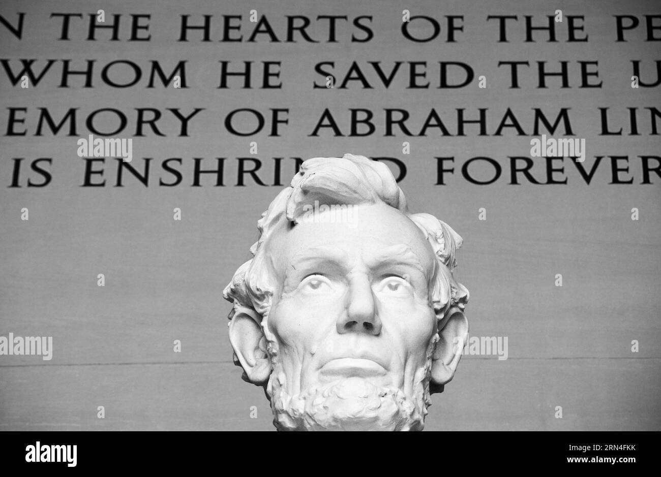 Abraham Lincoln statue, National Mall, Washington, D.C. Black and white ...