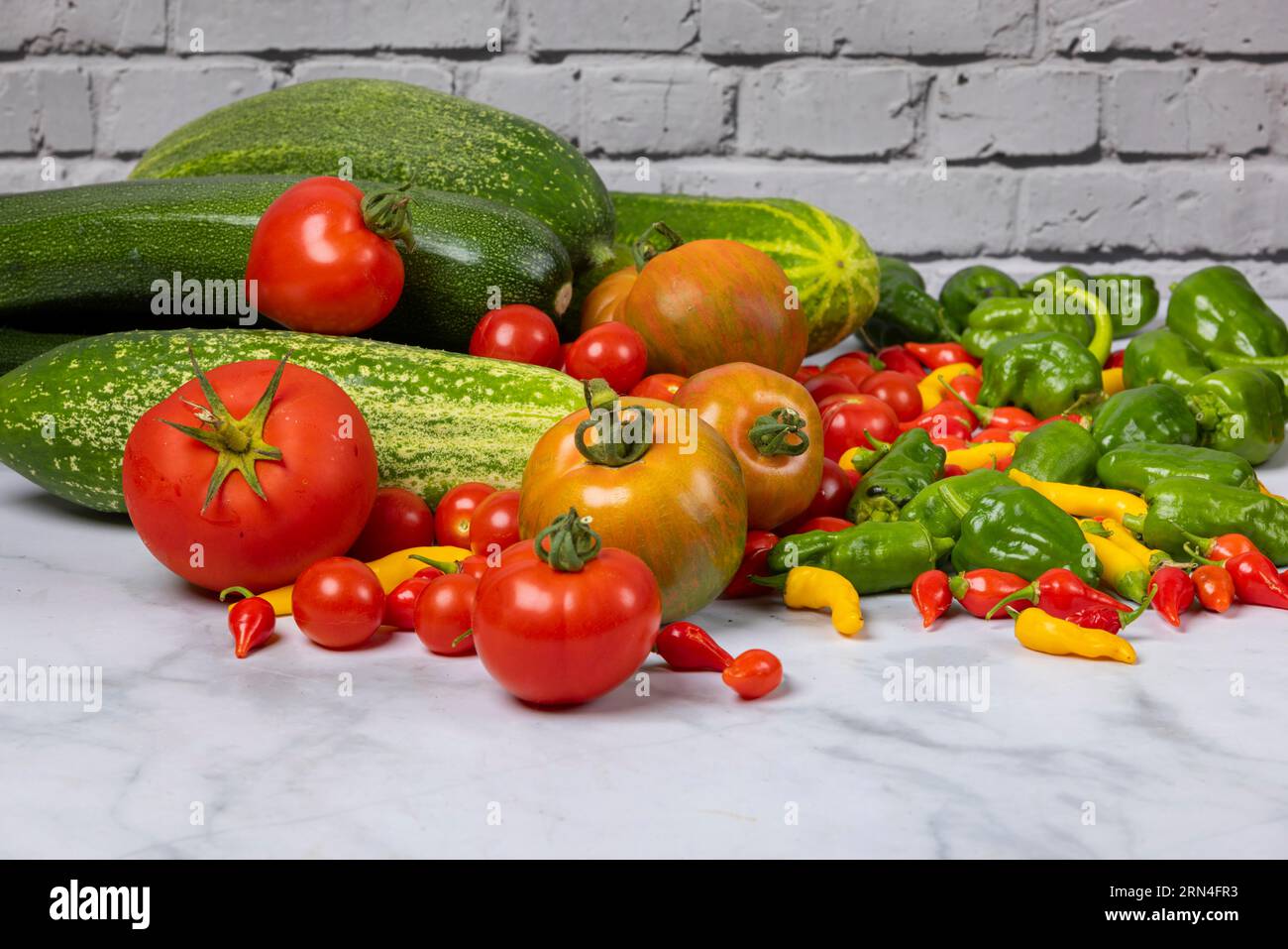 Fresh vegetables, cucumbers, courgette, tomatoes, pepperoni, food ...