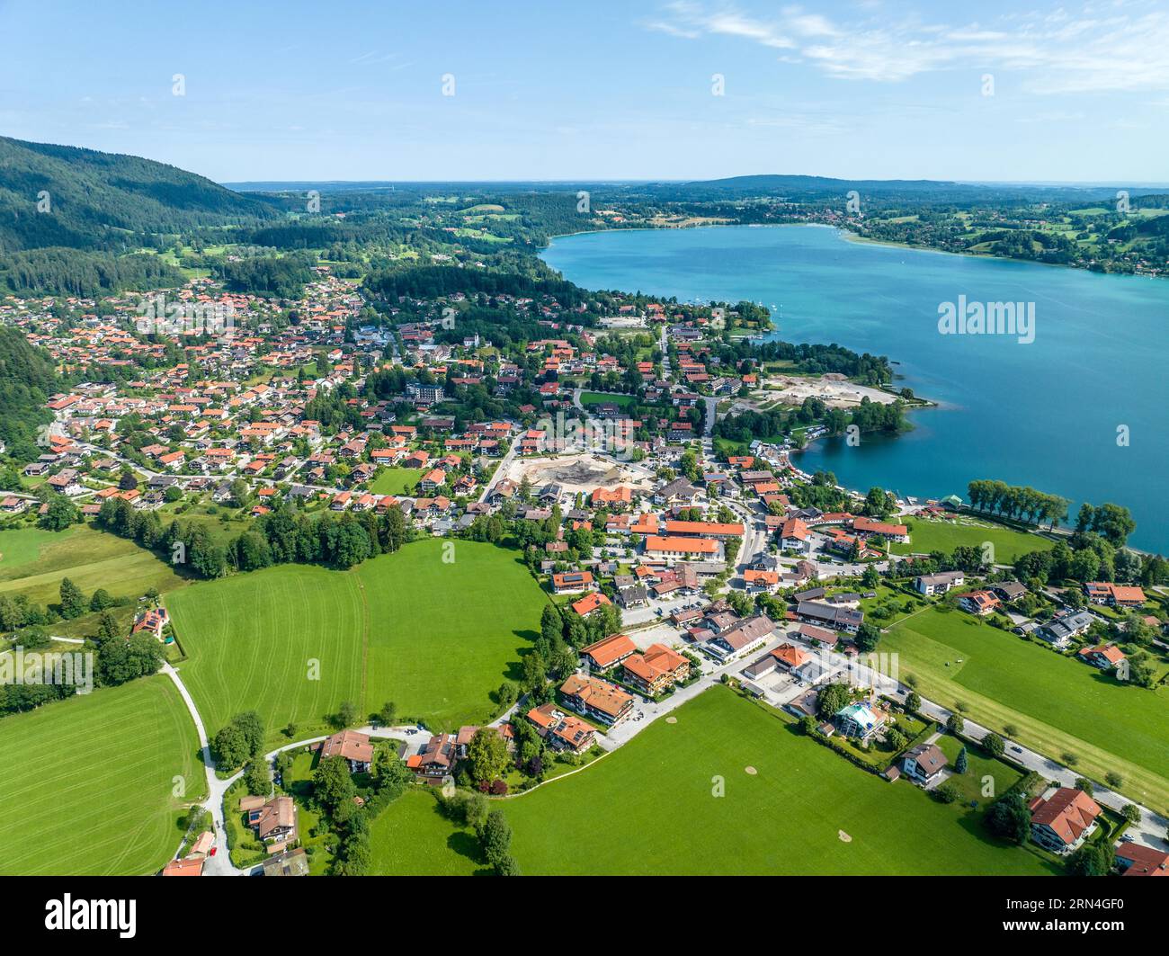 Aerial view, Bad Wiessee and Abwinkl, Tegernsee, Upper Bavaria, Bavaria ...