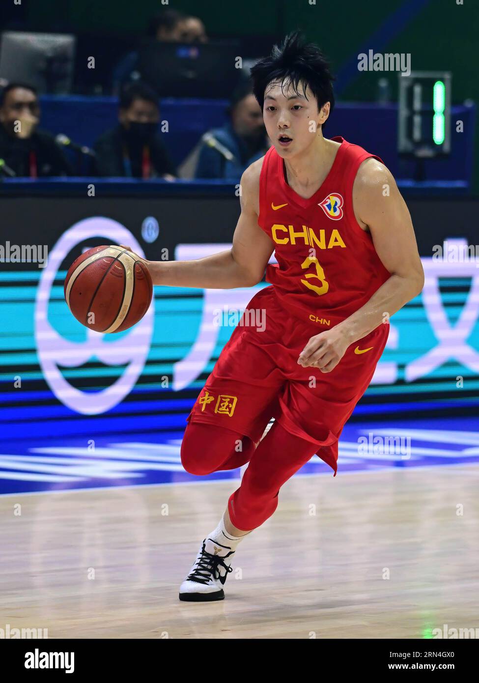 Quezon, Philippines. 31st Aug, 2023. Mingxuan Hu of China men basketball team seen in action ...
