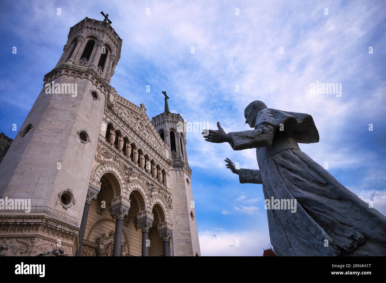 Monument to Pope John Paul II in front of Basilica Notre-Dame de ...