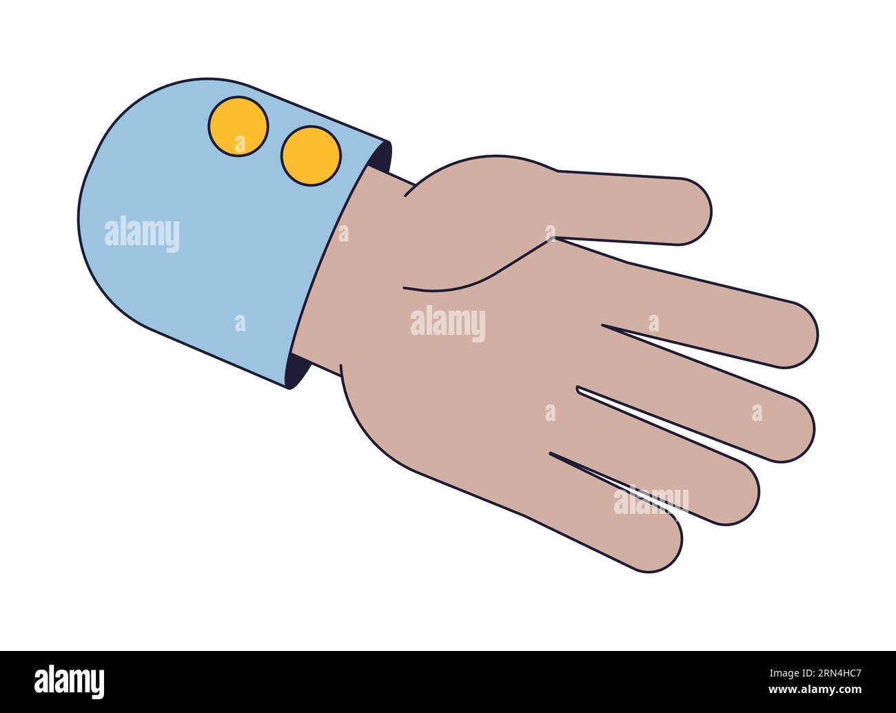 Human outstretched hand flat line concept vector spot illustration ...