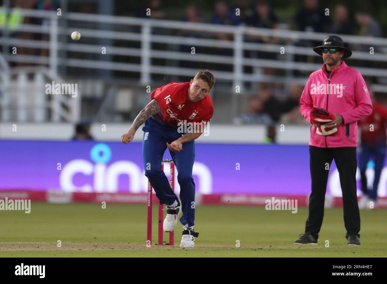 England's Brydon Carse bowling during the Mens International T20 Match ...