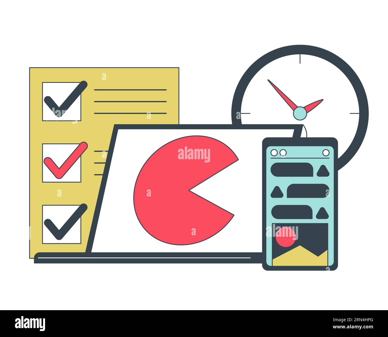 Planning tasks flat line concept vector spot illustration Stock Vector ...