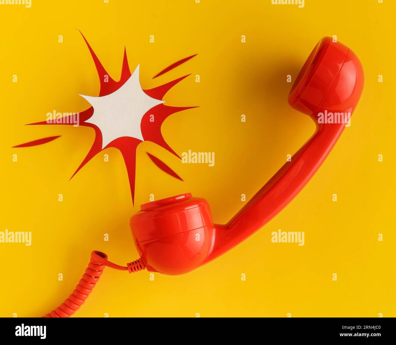 Flat lay vintage telephone receiver with cord paper shape Stock Photo ...