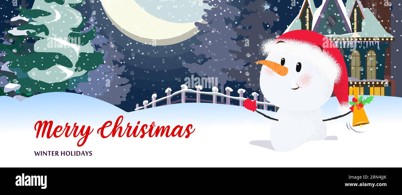 Merry Christmas and Winter Holidays bright leaflet design with snowman Stock Vector Image & Art ...