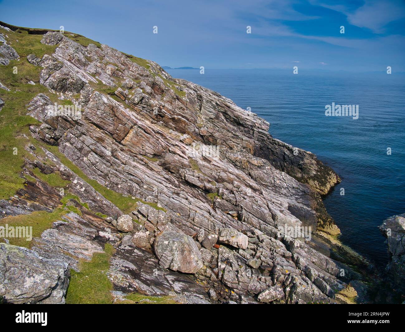 Inclined rock strata near the Eilean Glas Lighthouse on Scalpay - Outer ...