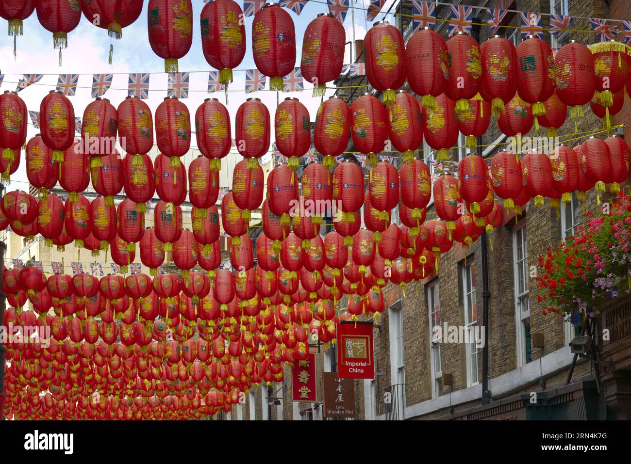 West End, City of Westminster, London, England, UK - Colourful red and ...
