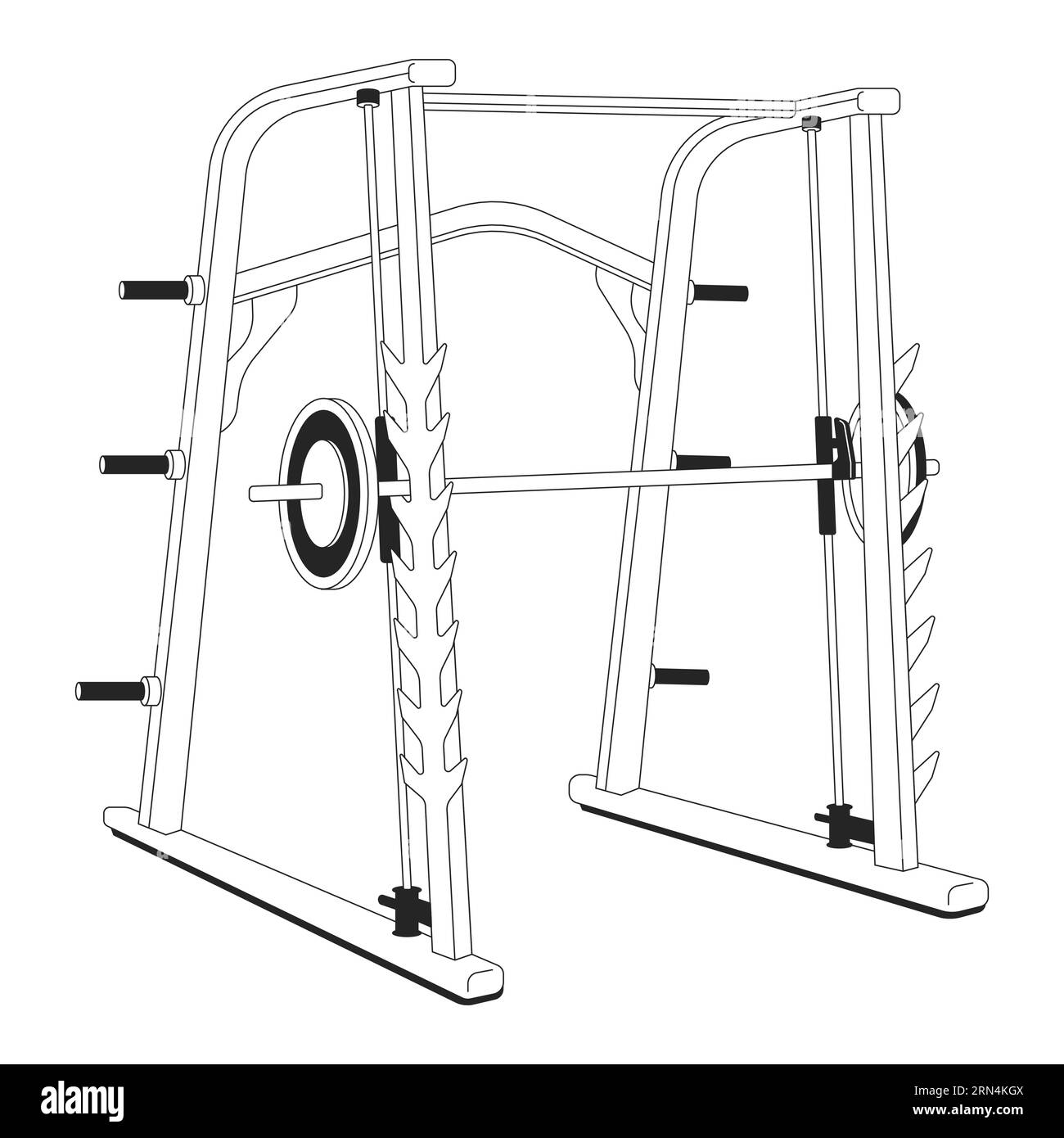 Smith machine for weight training flat monochrome isolated vector ...