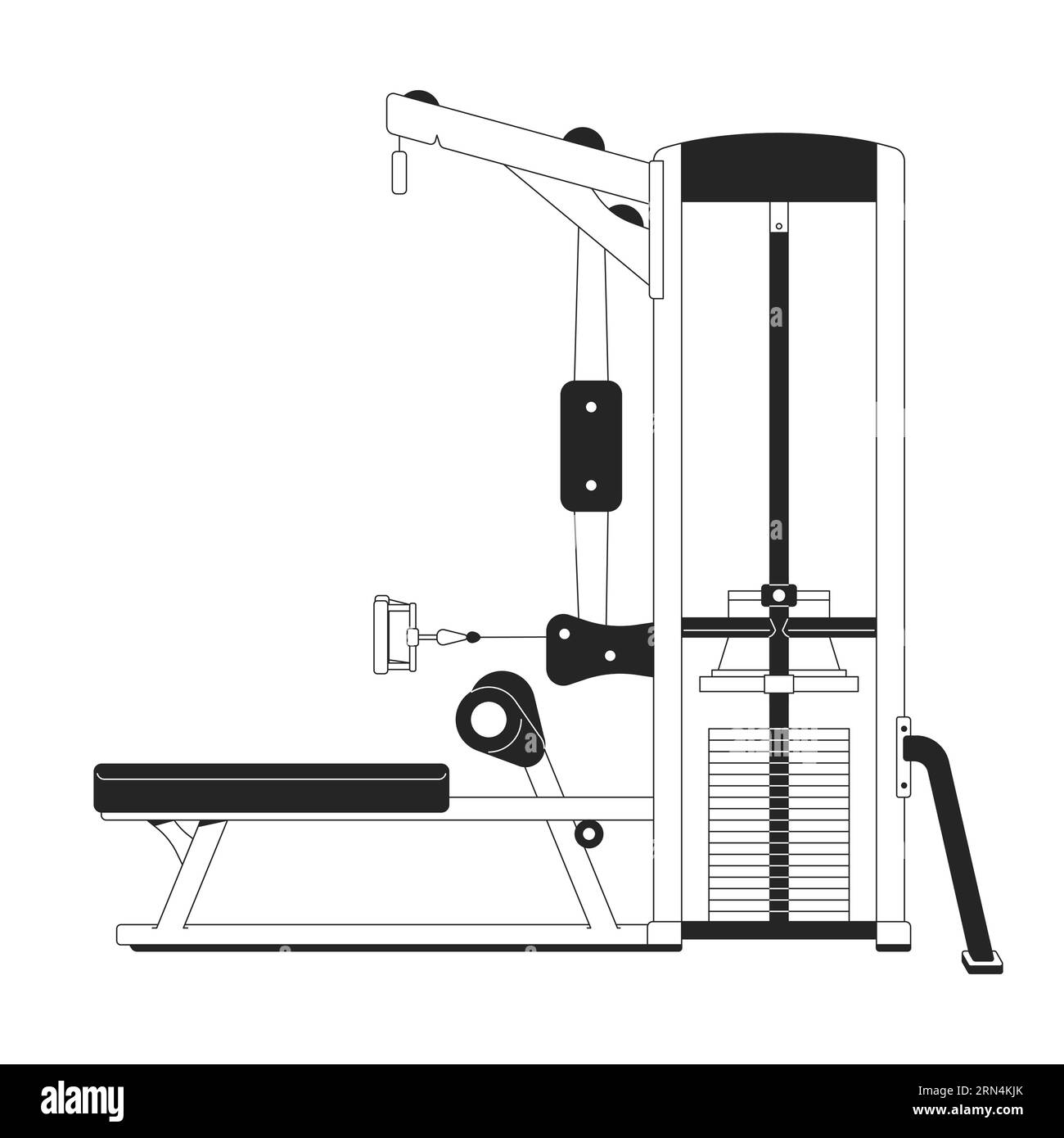 Seated Cable Row Machine Flat Monochrome Isolated Vector Object Stock Vector Image And Art Alamy