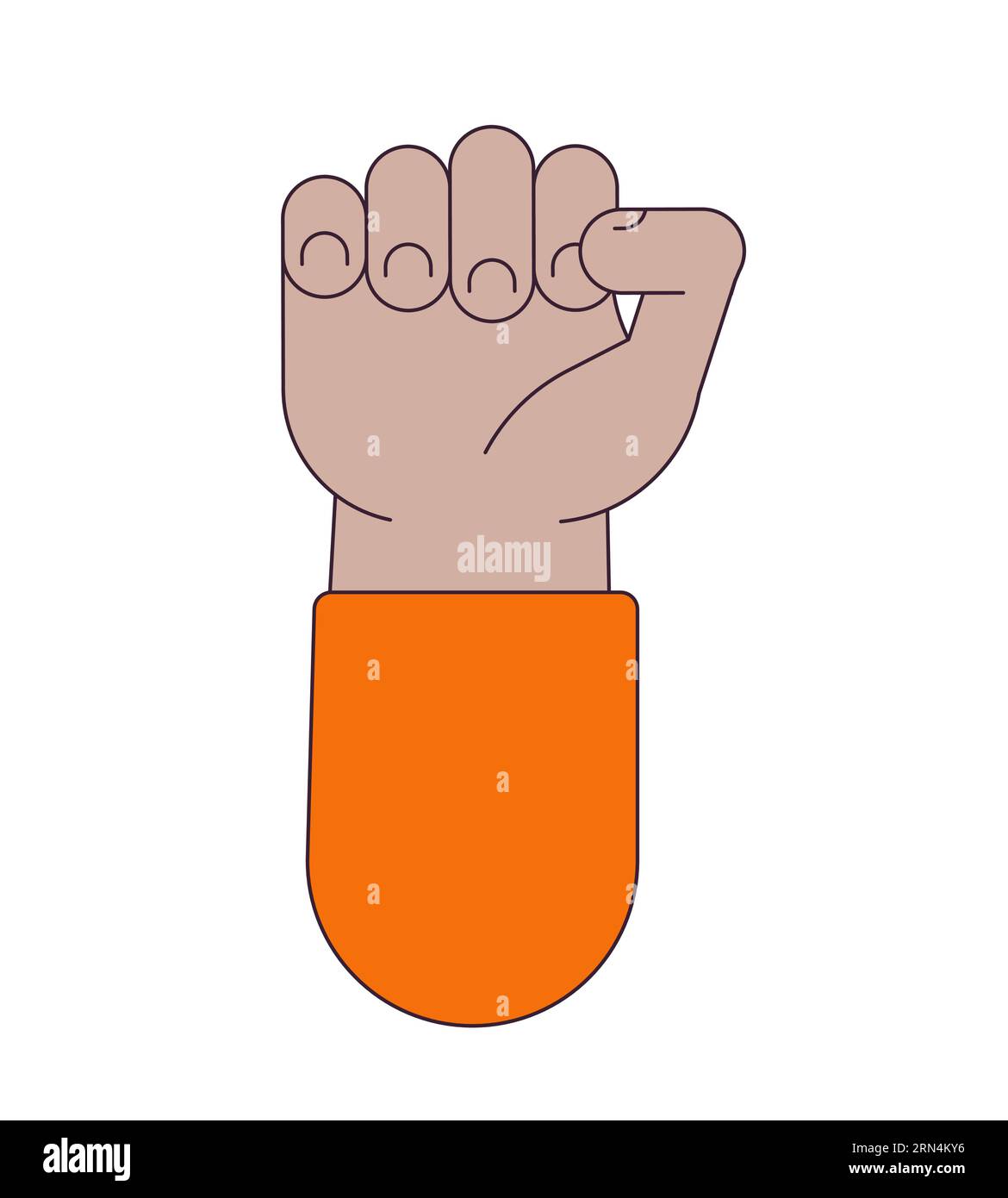 Raising and clenching fist flat line color isolated vector hand Stock ...